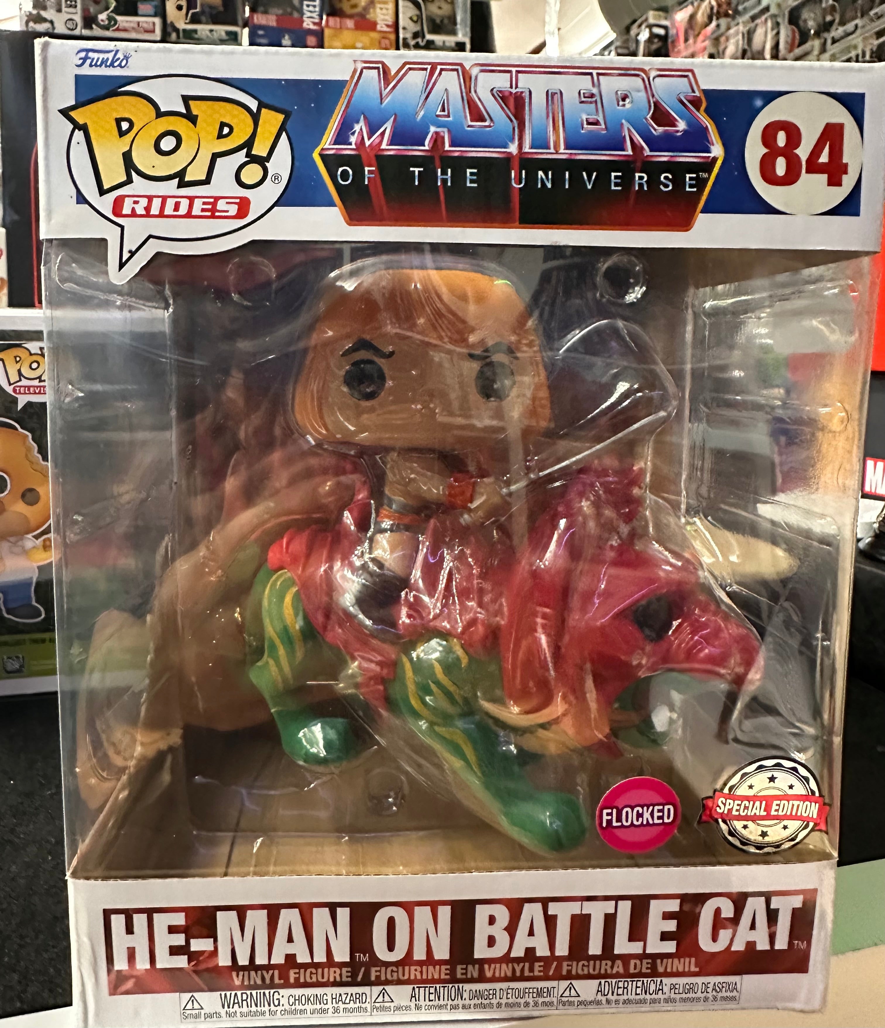 FUNKO POP MASTERS OF THE UNIVERSE HE-MAN ON BATTLE CAT # 84 FLOCKED SP – Captain Comics and ...