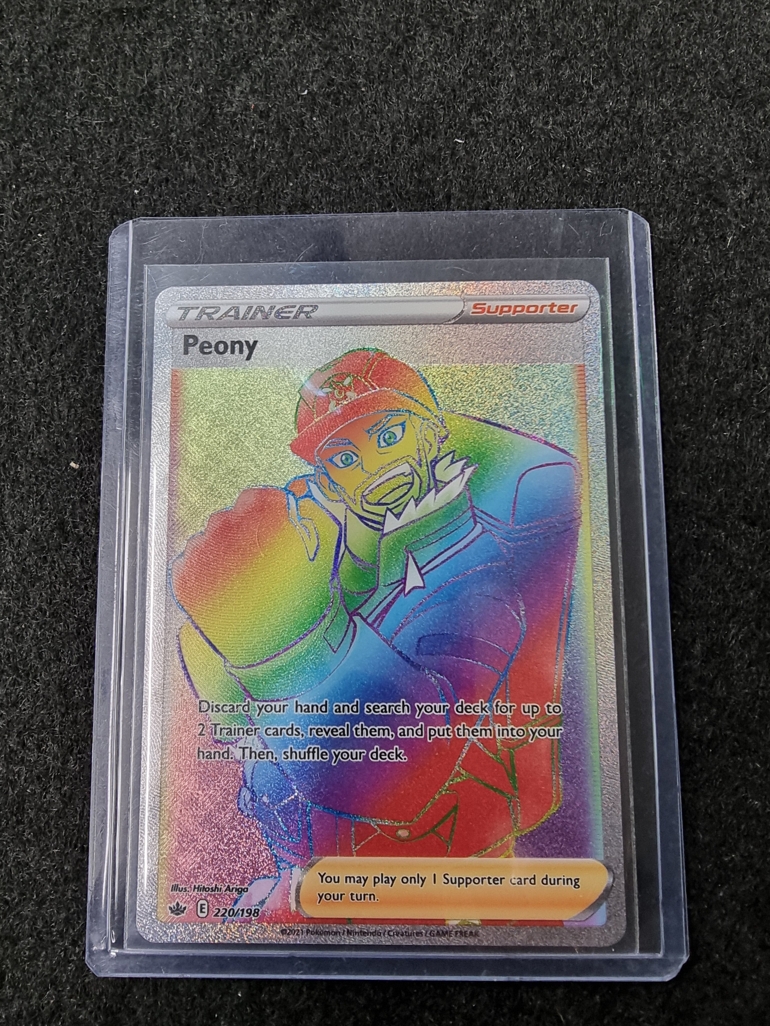 POKEMON ~ PEONY ~ 220/198 CHILLING REIGN RAINBOW FULL ART TRAINER SECR ...