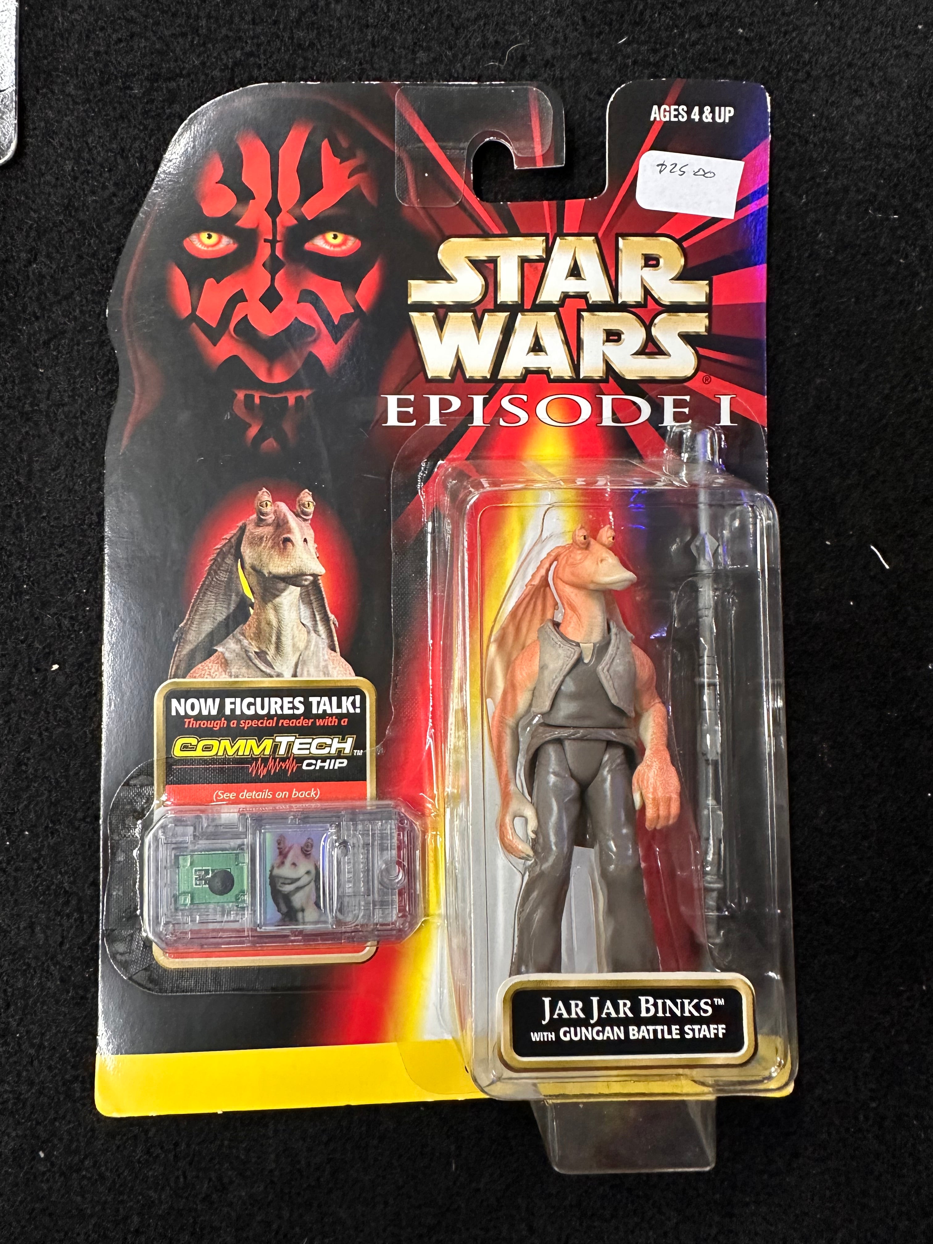 STAR WARS EPISODE 1 JAR JAR BINKS WITH GUNGAN BATTLE STAFF (COMMTECH C ...