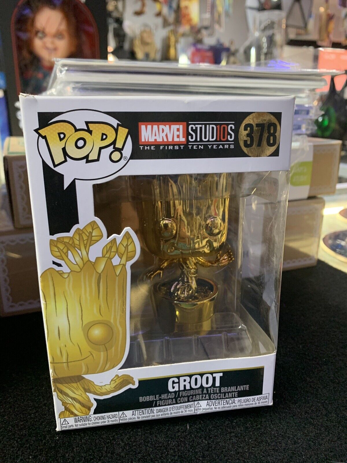 Marvel Funko Pop - Groot (Gold Chrome) - Marvel 10th Anniversary 378 n ...